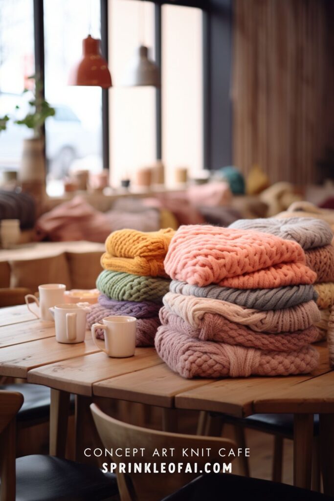 Welcome to Knit & Sip - Knit Cafe AI Concept Art + 10 Free Midjourney ...